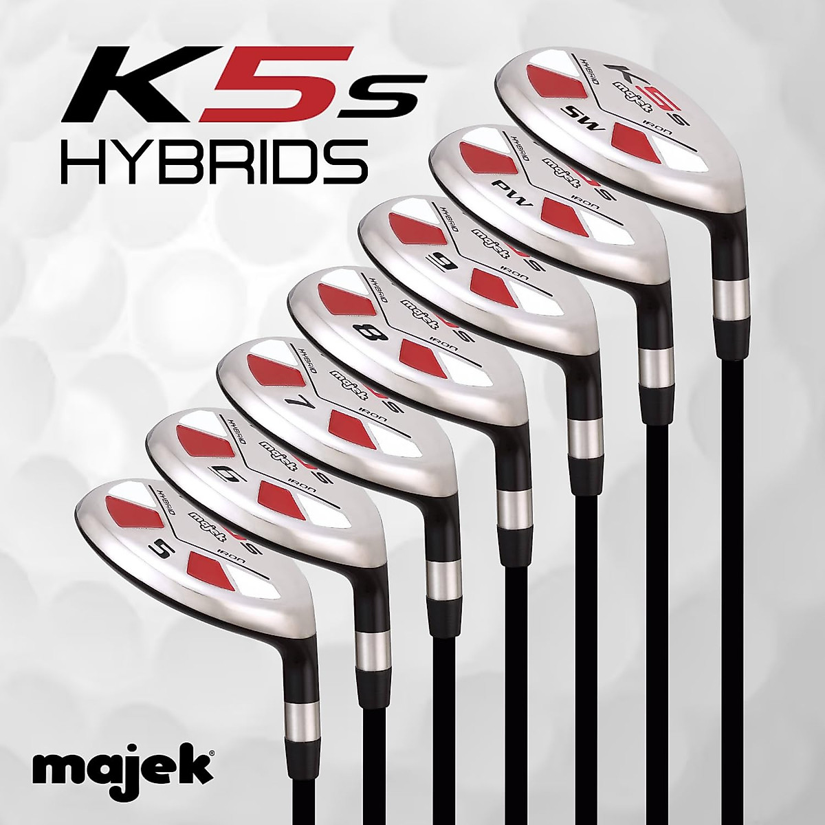 Majek Men's Golf All Hybrid Complete Full Set, which includes: #5, 6, 7, 8, 9, PW +SW Senior Flex Right Handed New Utility A Flex Club