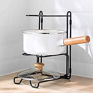 XJJZS 3 Layer Anti-fall Metal Drying Pan Pot Rack Cover Lid Rest Stand Spoon Holder Kitchen Tool (Color : White)