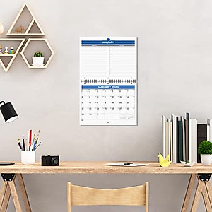 Dunwell Small Wall Calendar 2023-2024 - (Blue, 8.5x11"), Use Now to June 2024, Monthly Calendar for Notebook, Three Hole Punched, Use with Binder Folder, Desk or Wall, or Desktop Calendar 2023 2024