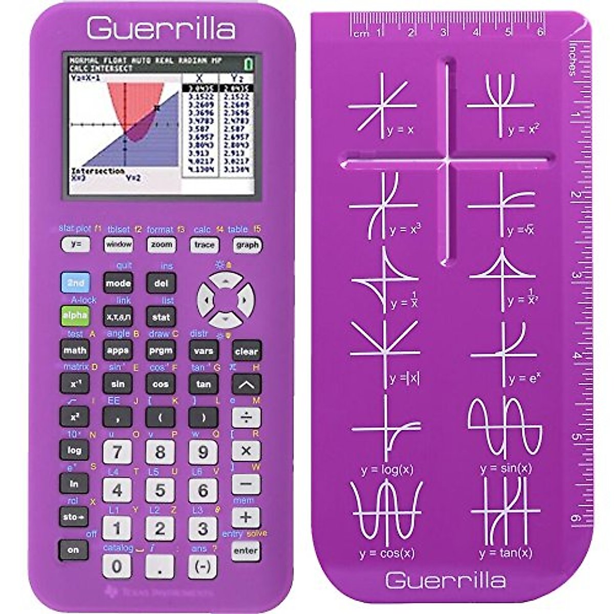 Guerrilla Silicone Case for Texas Instruments TI-84 Plus CE Color Edition Graphing Calculator With Screen protector and Graphing Ruler, Purple