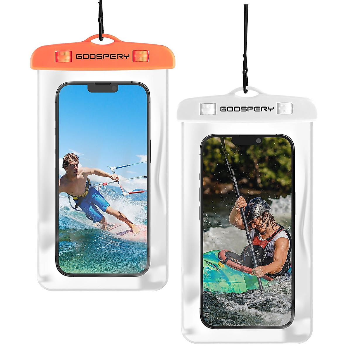GOOSPERY [2-Pack Universal Waterproof Phone Pouch, Underwater Cellphone Dry Case Beach Bag Compatible with iPhone 14 13 12 11 Pro Max Mini Xs XR, Galaxy S23 S22 S21 S20 Ultra Note20 up to 6.8"