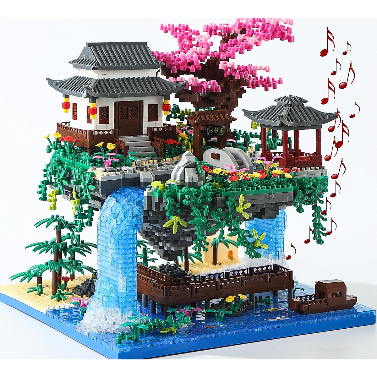 Cherry Blossom Tree Building Set with Gift Box, Original Music Cherry Blossom Tree House(type :symphony), Japanese Sakura Tree House Lights Building Kit（3220 Pcs, Cherry Bonsai Tree Building Set.