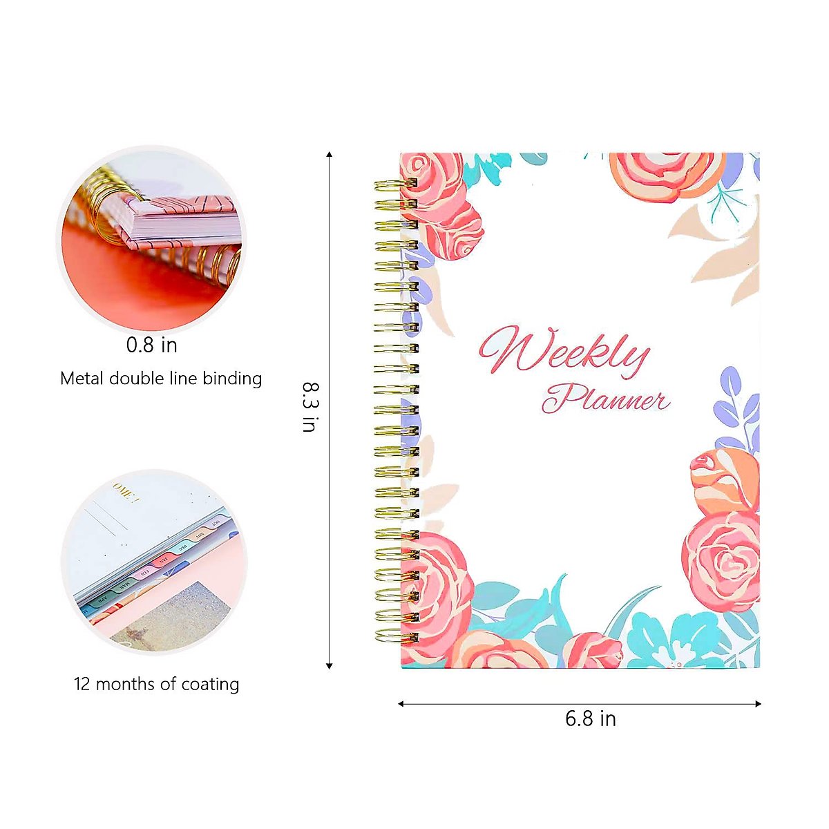 Notebook Calendar Planner 2022-2023, Daily Hourly Planner 2022-2023, Weekly & Monthly Planner with Twin-wire Binding, July 2022 - June 2023, 6.8" x 8.3", Student Planner 2022-2023