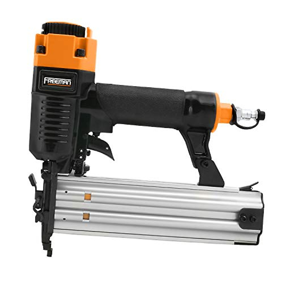 Freeman P4FNCB Pneumatic Finishing Nailer and Stapler Kit with Bag and Fasteners (4-Piece), Black with Orange