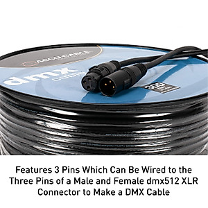 Accu-Cable AC3CDMX300, DMX Stage Light Cable, 3 Pin DMX Extension Cable Spool (300 FT)