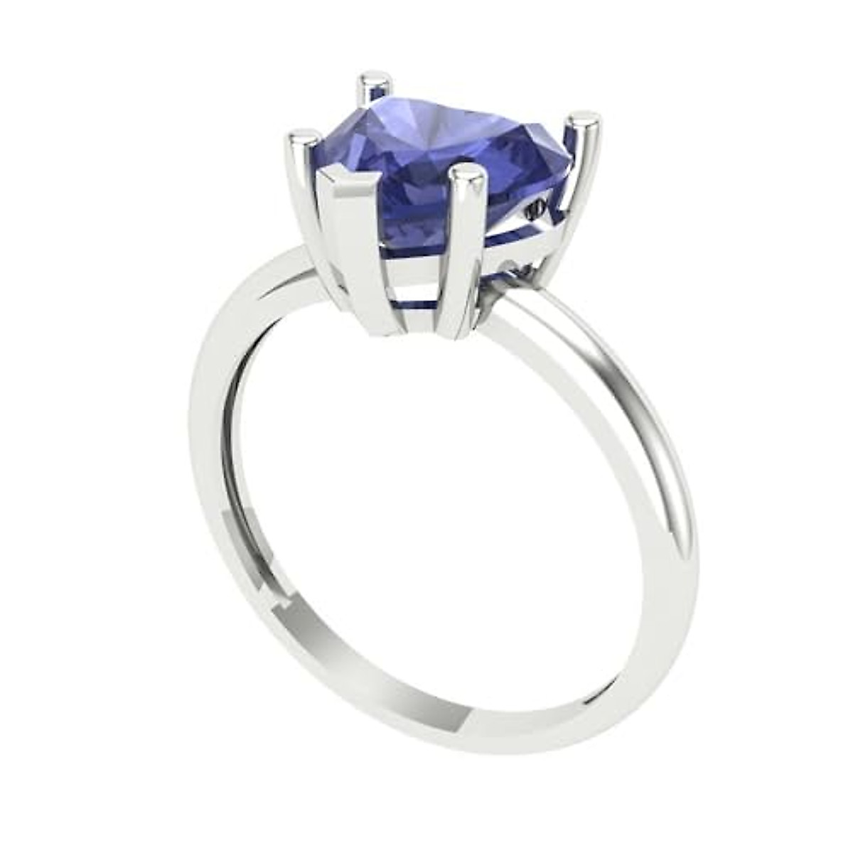 2.1 ct Heart Cut Solitaire Tanzanite Classic Art Deco Wedding Statement Bridal ring Solid 18K White Gold for Women Size 4