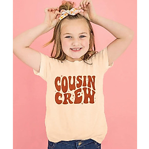 MODNTOGA Toddler Baby Boy Cousin Crew Tee Tops Kids Boy Girl Funny Letter Print T-Shirt Short Sleeve Family Matching Outfit (Beige, 12-18 Months)