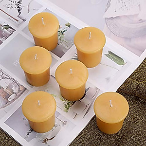 LJQizn 6pcs Beeswax Votive Candles Pure Handmade Pillar Natural Votives Set for Gift Home Décor Party Wedding Spa
