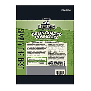 Redbarn All-Natural Bully Coated Cow Ears Chews for Dogs - Premium Crunchy Dental Treats with Chondroitin for Joint Health - Made in USA with No Artificial Ingredients - 4.2 oz Bag