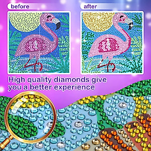 Epakh 8 Pieces Diamond Art Kits for Kids Diamond Art Kits Animal Gem 5D Painting Kit Crystal Easy to DIY Painting by Number Kits Home Wall Decoration (Classic Style)