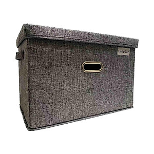 tarfarkar Cotton and Linen Fabric Storage Box, Foldable, Covered, Large