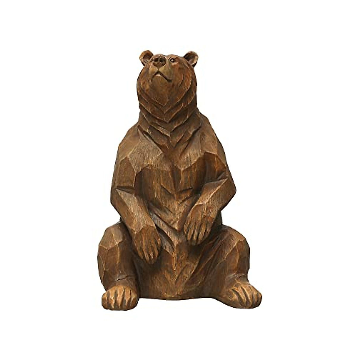 Creative Co-Op 8-3/4"L x 8-1/4"W x 12-3/4"H Resin Sitting Bear, Wood Finish Brown