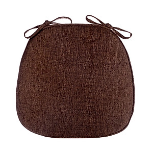 Seat Cushions for Dining Chairs, Chair Pads for Dining Chairs, Kitchen Chair Cushions X2, Non Slip Seat Pads for Chairs with Ties, Machine Washable Chair Pads Brown