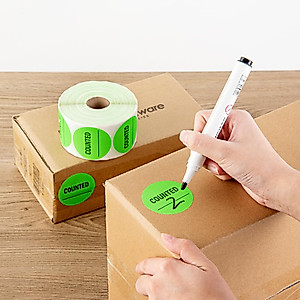 Restaurantware Label Tek 2 x 2 Inch Packaging Stickers 1000 Premium Shipping Labels - Counted Sustainable Green Paper Inventory Stickers High-Visibility with Strong Adhesives