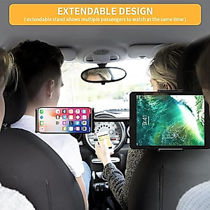 Holulo Headrest Tablet Holder with Dual Adjustable Positions,360° Rotation headrest Tablet Holder, Universal ipad Holder for car Backseat for 4" to 11" iPad/Tablet/Smartphone/Switch(2 Positions)
