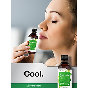 Horbäach Peppermint Oil | 2 fl oz | Pure Essential Spray | for Massage, Bath & Diffusers | Non-GMO, Gluten Free