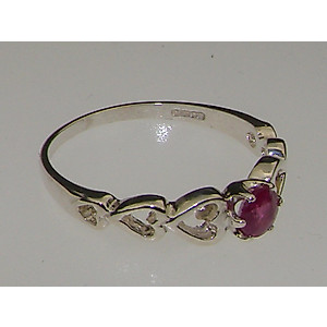 LetsBuyGold 925 Sterling Silver Real Genuine Ruby Womens Band Ring - Size 4