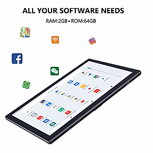 10 Inch Tablet, 64GB Storage Tablets, Android 11 Tab, 512GB Expandable, 8MP+2MP Camera, 1.5Ghz CPU Quad-Core Processor, 2GB RAM WiFi 6000mAh Battery, 10.1'' HD 1280*800 IPS Touch Screen Google Tablet