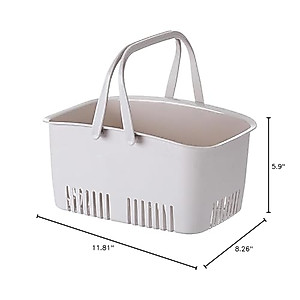 Plastic Storage Basket with Handle, Portable Storage Tote Holder Shower Caddy Tote Organizer for Bathroom Kitchen Office Dorm