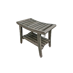 24 Inch, Gray, Teak Shower Bench, Teak Shower Stool, Teak Bench Shower, Teak Shower Seat, Teak Wood Shower Bench, Teak Shower Bench for Inside Shower, Teak Shower Chair