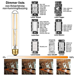 LiteHistory Dimmable E26 Light Bulb 6W Equal 60 watt led Light Bulb AC120V Warm White 2700K Edison 60 Watt 600LM T10 Bulb for Rustic Pendant,Industrial Pipe,Wall sconces,Vanity 6Pack