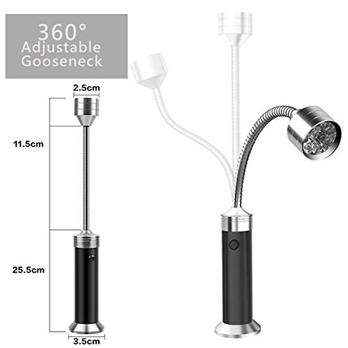 FBve Barbecue Grill Light, 2 Pack Magnetic Base Ultra-Bright LED Grill Lights, 360 Degree Flexible Gooseneck, Weather Resistant (2 Counts)