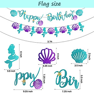 Hombae Mermaid Birthday Decorations, Mermaid Party Decorations Supplies Kit, Mermaid Cake Decorations, Mermaid Theme Birthday Decorations, Mermaid Banner Cake Topper Paper Fans with Cute Cut Outs