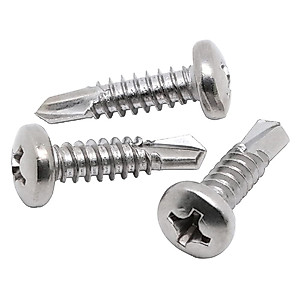 #14 x 1" Pan Head Self Tapping Screws Sheet Metal Screws, Stainless Steel 410, 50 PCS