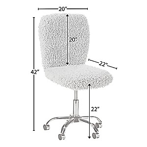 Urban Lifestyle Faux Fur Rolling Task Chair, Gray