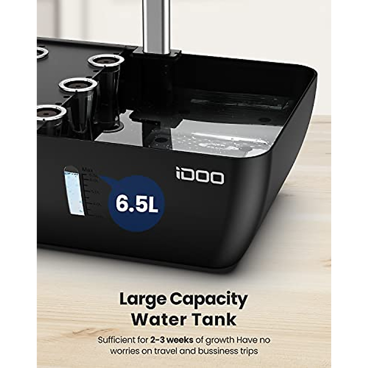 iDOO WiFi 12 Pods Hydroponic Growing System with 6.5L Water Tank, Smart Hydro Indoor Herb Garden Up to 14.5", Plants Germination Kit with Pump System, Fan, Grow Light for Home Kitchen Gardening, Black