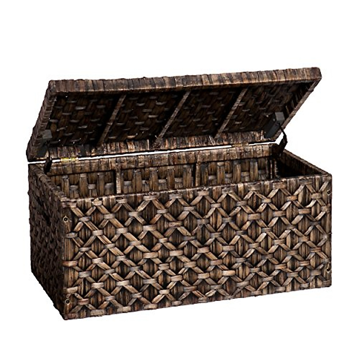 Southern Enterprises Water Hyacinth Diamond Weave Storage Trunk, Blackwashed Finish