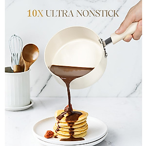 MICHELANGELO Sauce Pan With Lid, 3QT Ceramic Saucepans, Nonstick Saucepan, PFAS-FREE Pot, Small Pots For Cooking, Multipurpose Cooking Pots, White