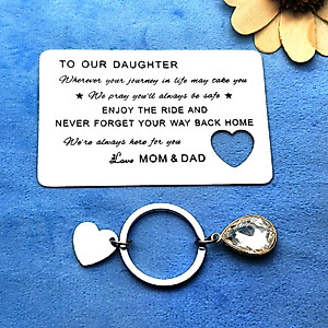 To Our Daughter Wallet Card Encouragement Gifts Inspirational Graduation Gift Enjoy The Ride Never Forget Way Back Home Metal Card Christmas Birthday Card Daughter Stepdaughter Gifts from Mom Dad