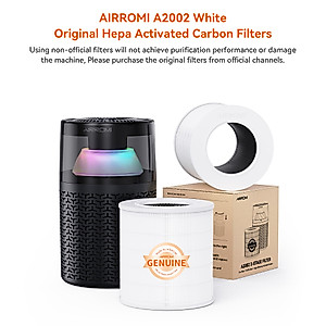 AIRROMI A2002 HEPA Air Purifier Replacement Filter, 3-In-1 Original Filter, Remove 99.97% of 0.3 Micron Particle 1 Pack White Activated Carbon