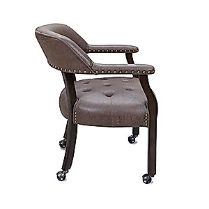 MODERION Solid Wood Boss Caption's Chairs,Dinning Chairs with Wheels and Arms,Office Desk Chairs, Classic Swivel Accent Chairs with Upholstered,Dinner Chairs, 31.5¡±H for Living Room Retro SY318DK