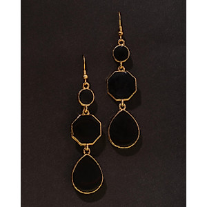 Moonstruck Round Drop & Dangle Earrings for Women (Black)