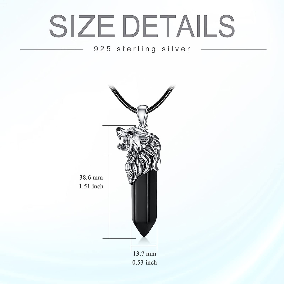 LEECCI Wolf Necklace 925 Sterling Silver Black Crystal Pendant Gothic Wolf Jewelry for Men Women Christmas Birthday Valentine's Day Gift