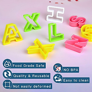 Worldity 41PCS Plastic Mini Cookie Cutter, Mini Alphabet and Number Cookie Cutters, Food Grade Safe Biscuit Cutter Shapes for Baking, Decorating Cake, Fruit and Holiday Cookie