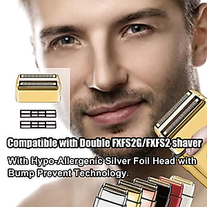4 Pack Shaver Replacement Foil and Cutters compatible with BaBylissPRO Double FXFS2 Metal shaver foil replacement (Golden-4PCS)
