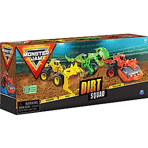 Monster Jam, Official Dirt Squad 3-Pack of Monster Trucks with Moving Parts, 1:64 Scale Die-Cast Vehicles, Kids Toys for Boys Aged 3 and Up