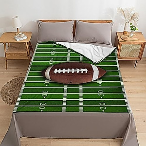 Firiseroh American Football Field Throw Blanket Football Gifts for Boys Men American Football Lover Blanket Unique Gifts for Football Player Plush Cozy Throws for Bed Sofa 80×60