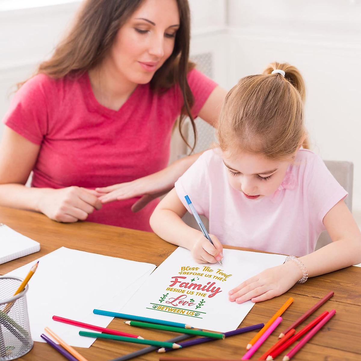 16 Pieces Inspirational Word Stencils Kit Motivational Stencil Reusable Phrase Word Template Family Sign Stencils for Painting on Wood, Porch, Front Door, Wall Home Decor(8x8Inch)