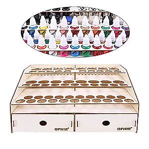 DYRABREST 2 Drawers Paint Rack Stand Pigment Ink Bottle Paints Tool Storage with Cabinet Holder Organizer, Detachable Assembly 80-hole paint rack + Manual