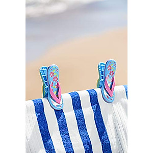 O2COOL Bocaclips - Beach Towel Clips for Beach Chairs, Patio and Pool Accessories - (Flip Flop) 2 Count