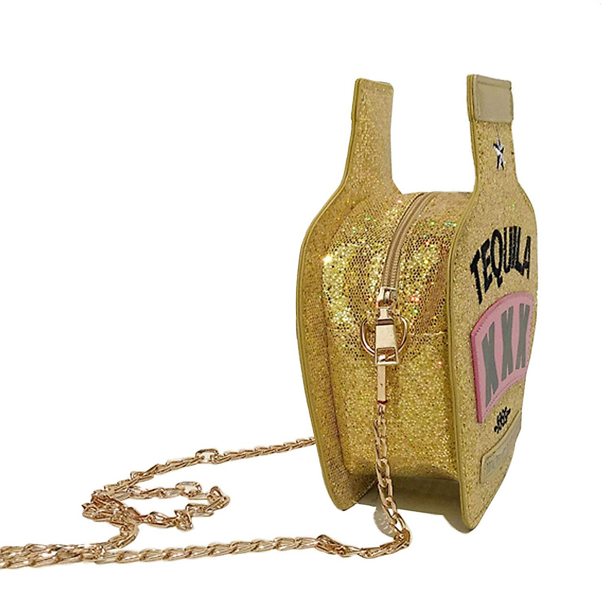 Lanpet Women Sequins Cross Body Bag Bottle Shaped Evening Chain Strap Shoulder Bag