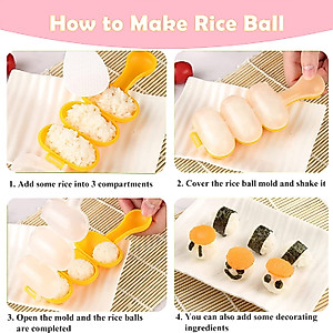 7 Pack Onigiri Mold, Rice Mold Musubi Maker Kit, Non Stick Spam Musubi Maker Press Rice Ball Mold Shake Sushi Maker Tool for Kids Bento Lunch and Home DIY (Triangle & Musubi)