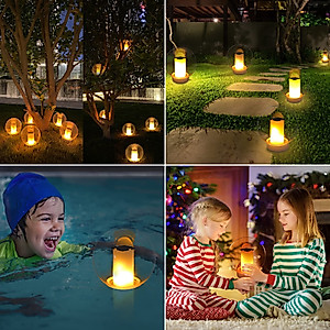 Floating Pool Lights, Solar Flame Lights Flickering IP68 Waterproof Ball Night Lights, Outdoor Lantern Landscape Decoration Lamp for Pool, Pond, Event, Party, Garden(2pcs)