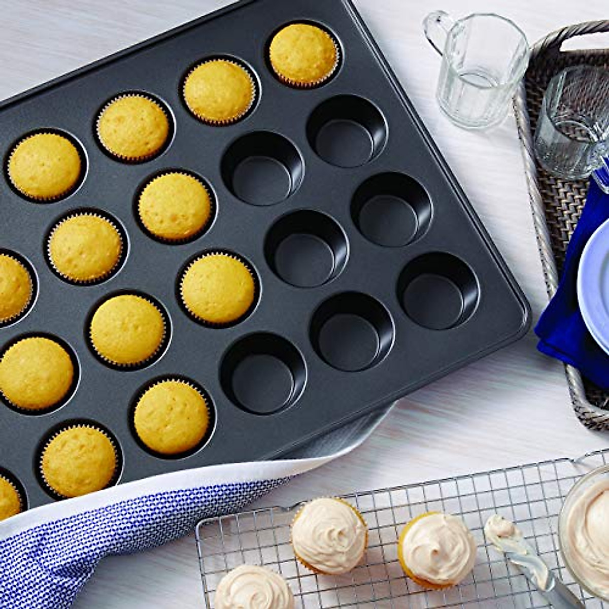 Wilton Perfect Results Premium Non-Stick Mega Standard-Size Muffin and Cupcake Baking Pan, Standard/ STD 24-Cup