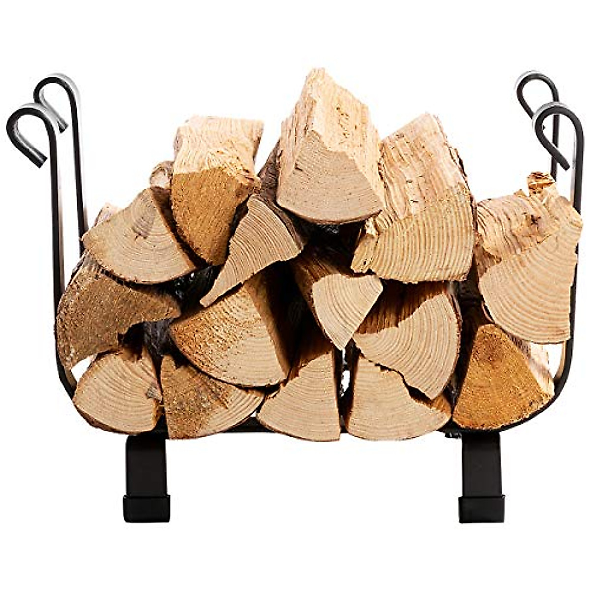 DOEWORKS 17 Inches Small Decorative Indoor/Outdoor Firewood Log Rack Bin with Scrolls, Black