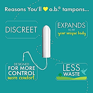 o.b. Pro Comfort Applicator Free Digital Tampons, Regular and Super Multi-Pack - 40 Count